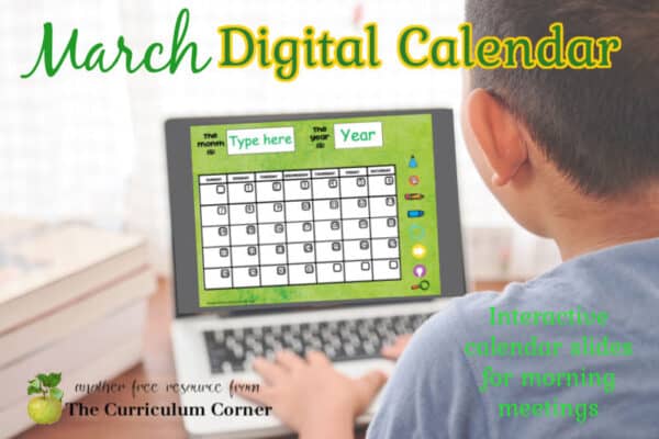 March Digital Calendar - The Curriculum Corner 123