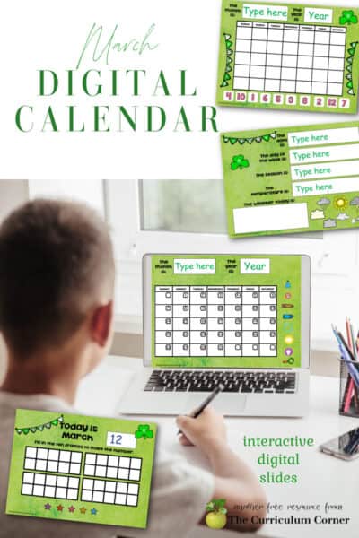 March Digital Calendar - The Curriculum Corner 123