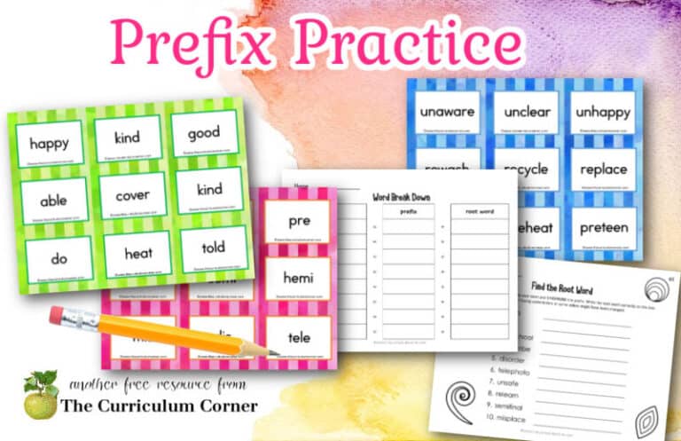Prefix Practice for Word Work - The Curriculum Corner 123