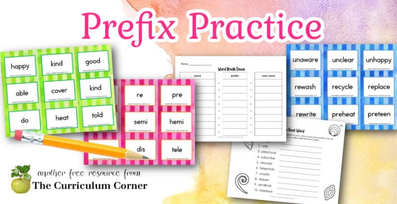 Prefix Practice for Word Work - The Curriculum Corner 123