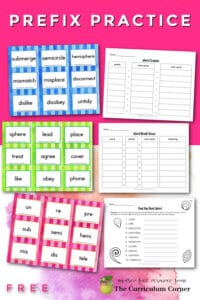 Prefix Practice for Word Work - The Curriculum Corner 123
