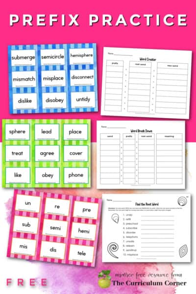Prefix Practice for Word Work - The Curriculum Corner 123