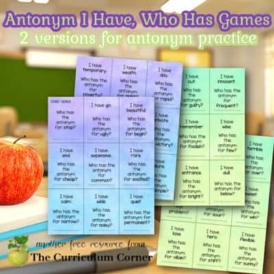 Antonym Puzzles - The Curriculum Corner 123