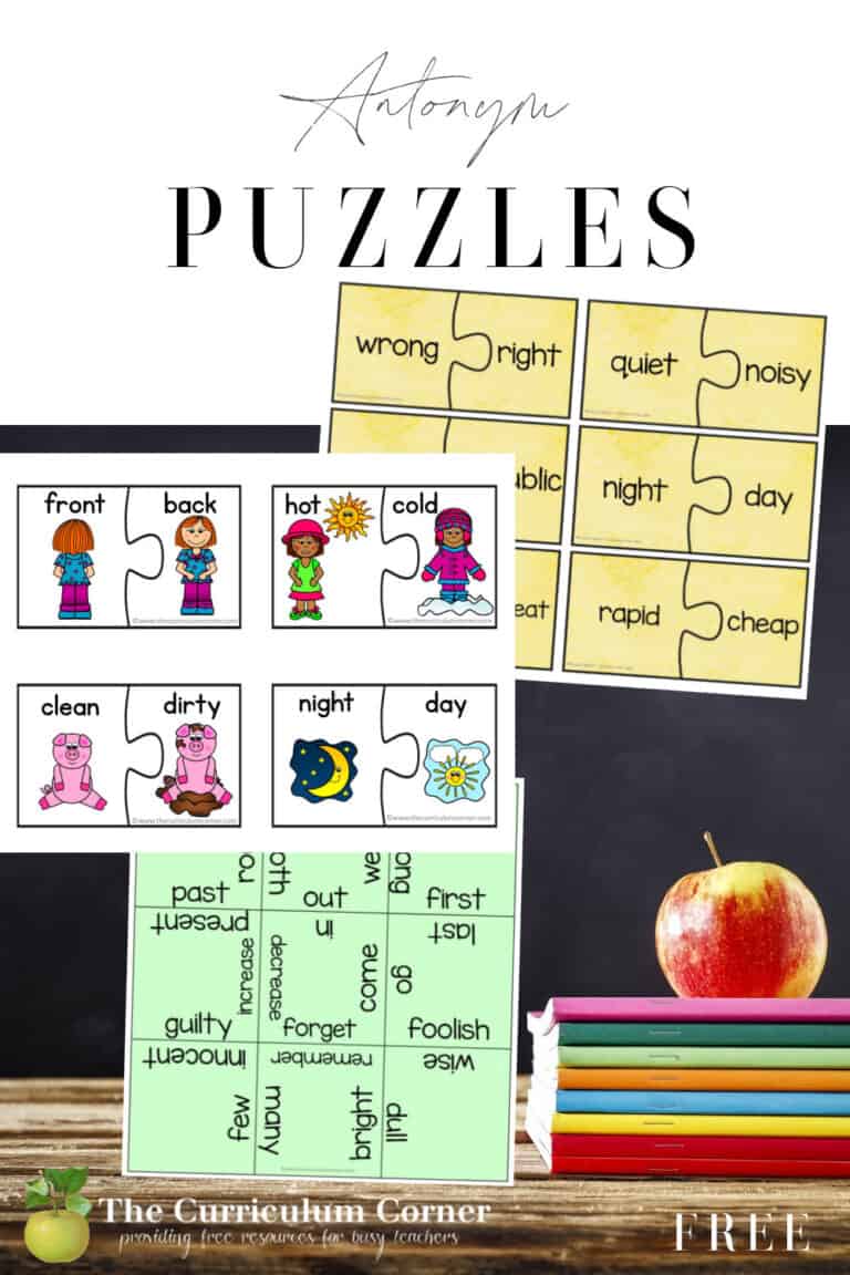 Antonym Puzzles - The Curriculum Corner 123