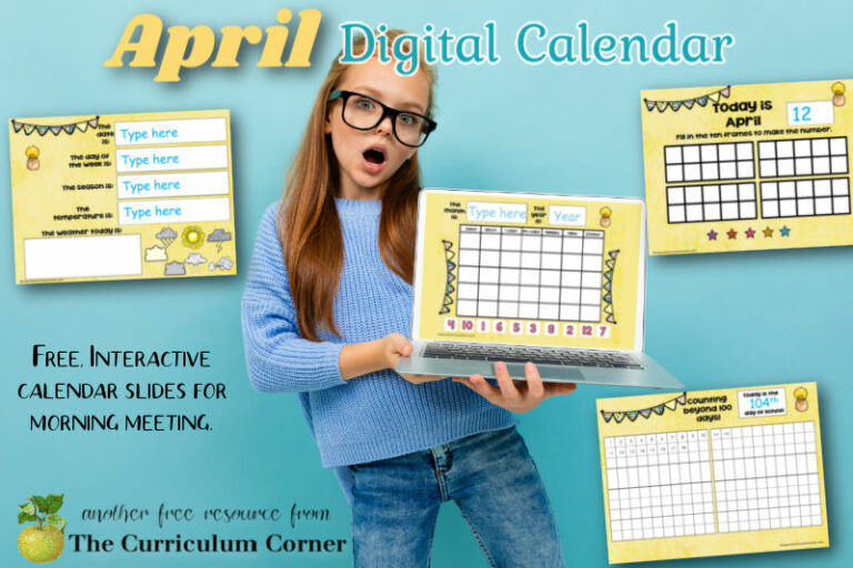 April Digital Calendar - The Curriculum Corner 123