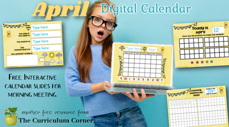 April Digital Calendar - The Curriculum Corner 123