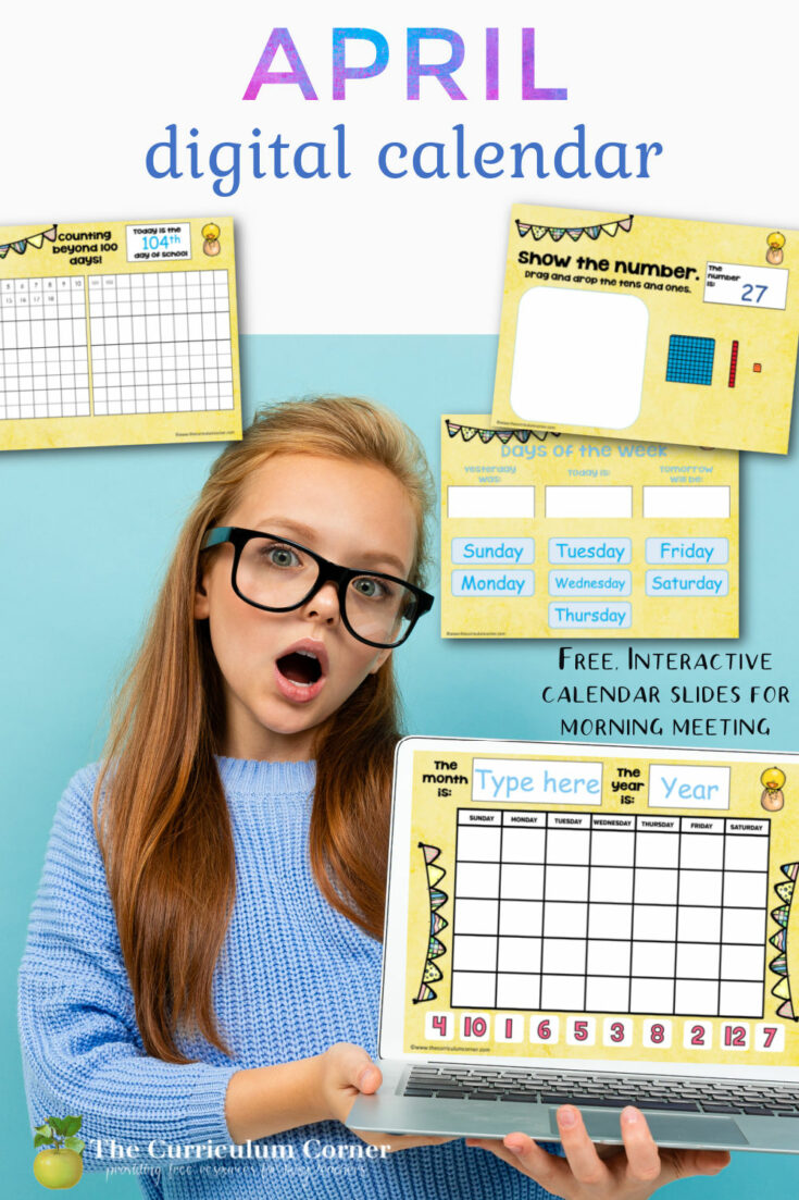 April Digital Calendar - The Curriculum Corner 123