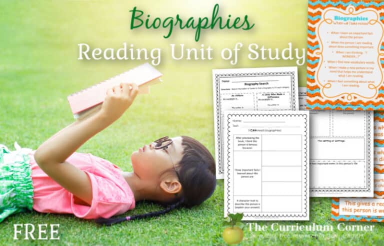 Biography Unit of Study for Reading - The Curriculum Corner 123