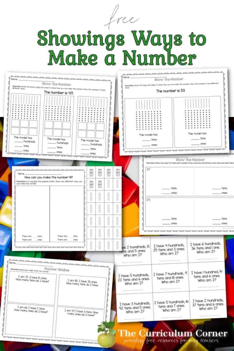 Showing Ways to Make a Number - The Curriculum Corner 123