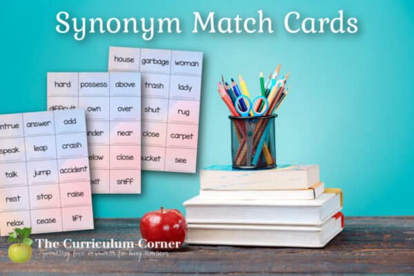 Synonym Matching Cards - The Curriculum Corner 123