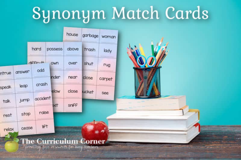 Synonym Matching Cards The Curriculum Corner 123 Synonym Matching Cards The Curriculum Corner 123