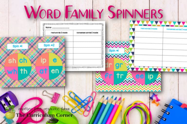 Word Family Spinners - The Curriculum Corner 123