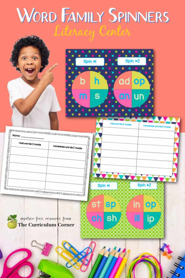 Word Family Spinners - The Curriculum Corner 123