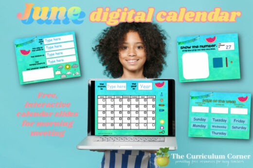 June Digital Calendar - The Curriculum Corner 123