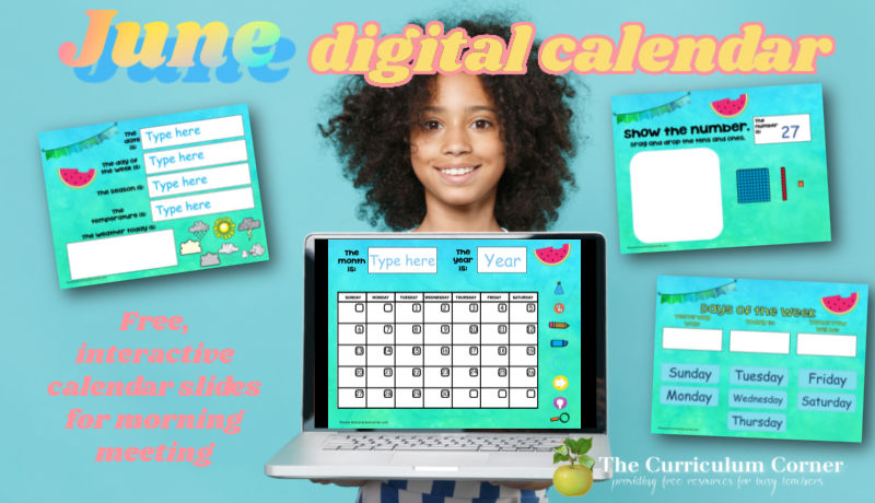 June Digital Calendar - The Curriculum Corner 123