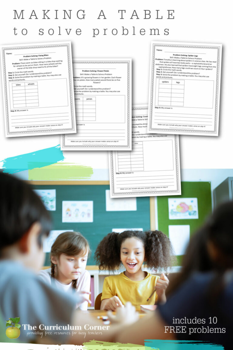 Strategy: Make a Table - The Curriculum Corner 123