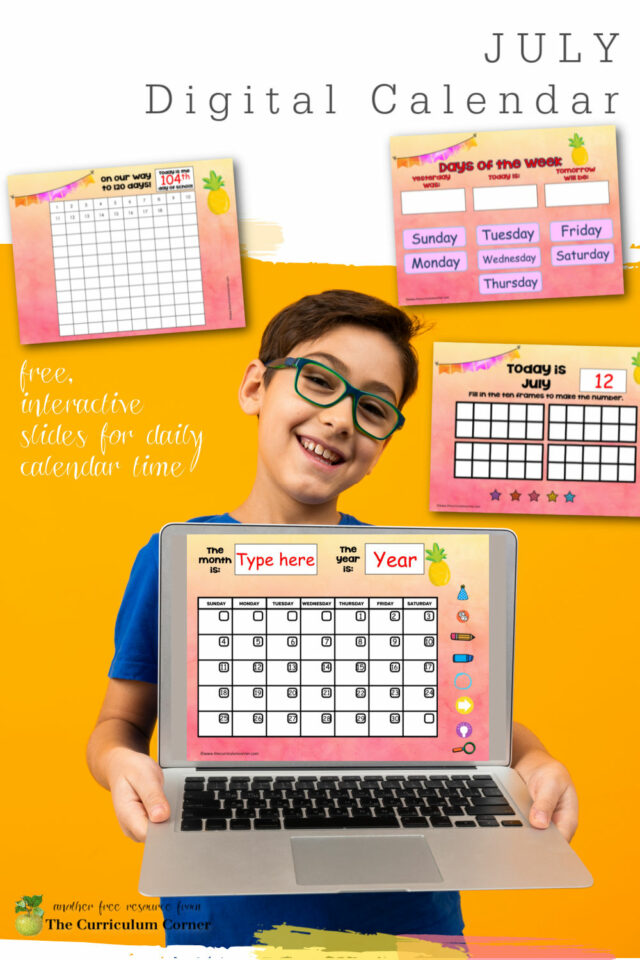 July Digital Calendar - The Curriculum Corner 123