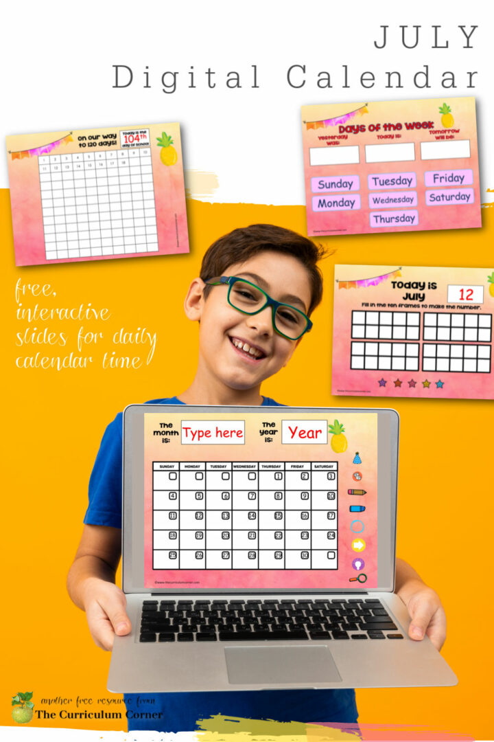 July Digital Calendar - The Curriculum Corner 123
