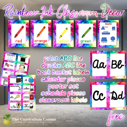 rainbow ink classroom decor feature - The Curriculum Corner 123