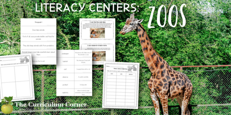 Literacy Centers: Zoos - The Curriculum Corner 123