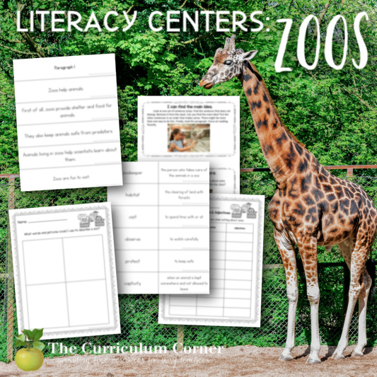 zoo literacy centers feature - The Curriculum Corner 123