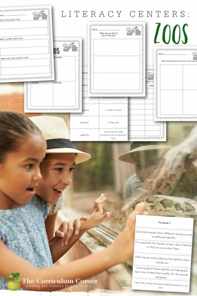 Literacy Centers: Zoos - The Curriculum Corner 123