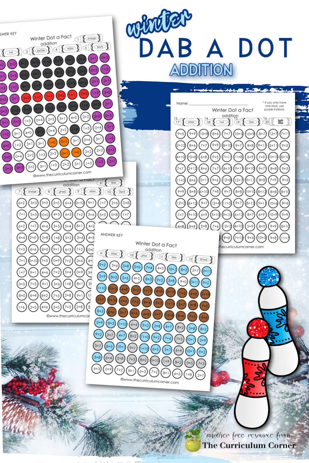 Winter Dab a Dot Addition - The Curriculum Corner 123