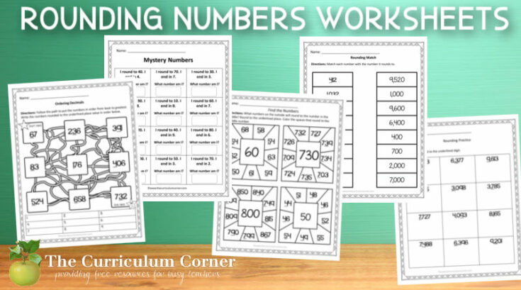 rounding numbers worksheets fb - The Curriculum Corner 123
