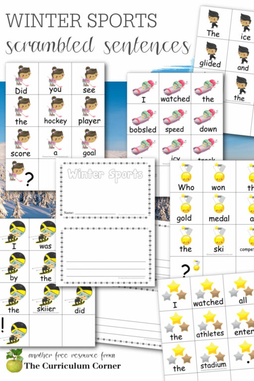 Winter Sports Scrambled Sentences - The Curriculum Corner 123