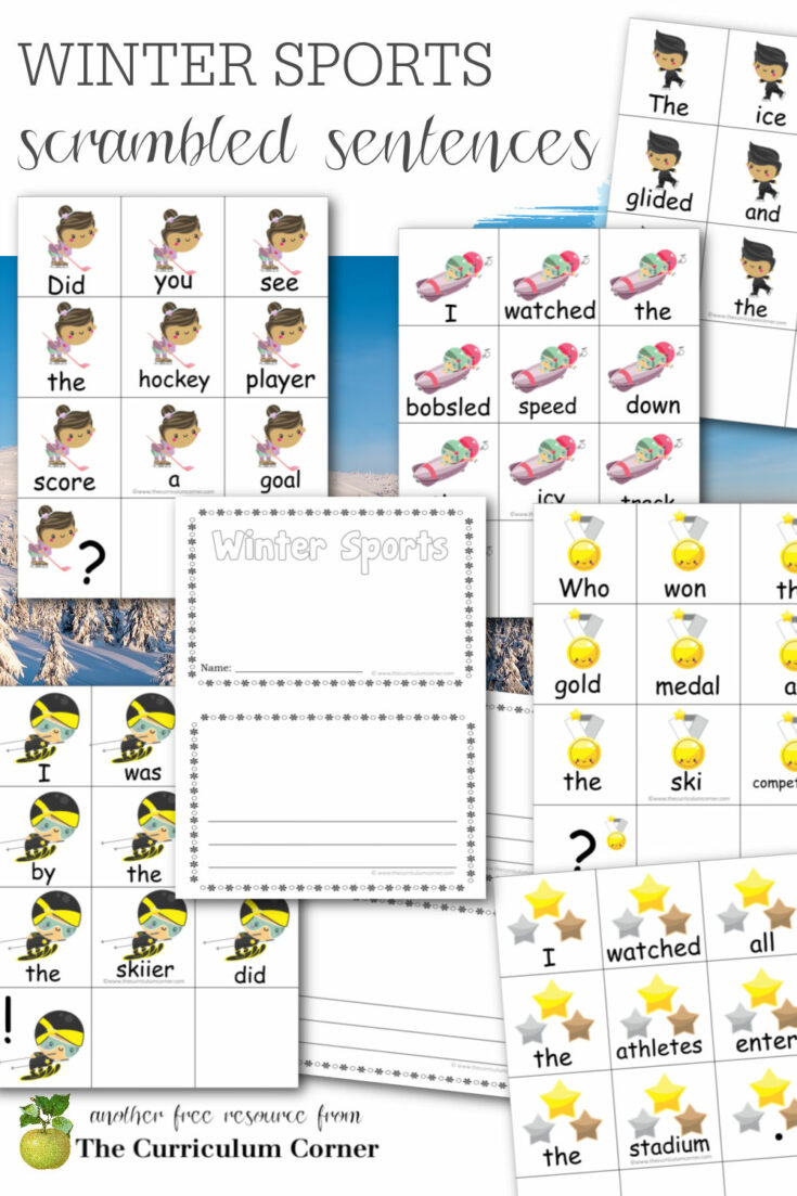 Winter Sports Scrambled Sentences - The Curriculum Corner 123