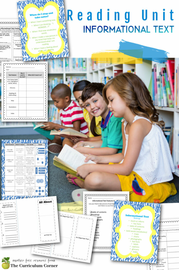 Reading Informational Text Unit of Study - The Curriculum Corner 123