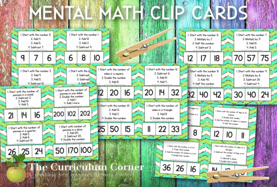 Mental Math Clip Cards - The Curriculum Corner 123