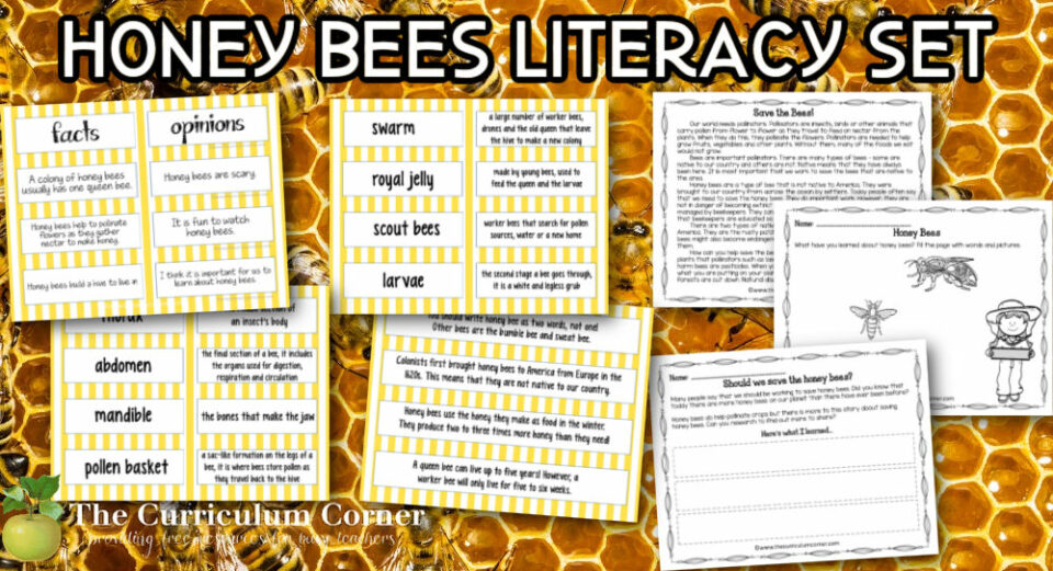 honey bees literacy set fb - The Curriculum Corner 123