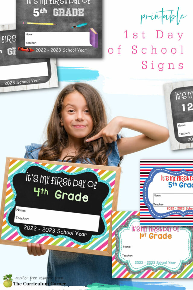 2023 - 2024 First Day of School of Signs - The Curriculum Corner 123