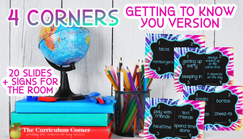 4 corners back to school fb - The Curriculum Corner 123