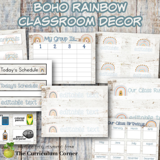 boho rainbow decor feature - The Curriculum Corner 123
