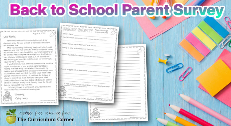Parent Survey - The Curriculum Corner 123