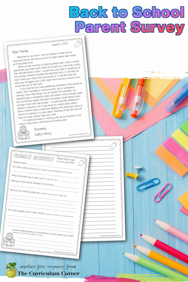 Parent Survey - The Curriculum Corner 123