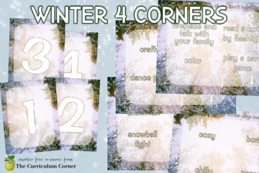 Winter 4 Corners Activity - The Curriculum Corner 123