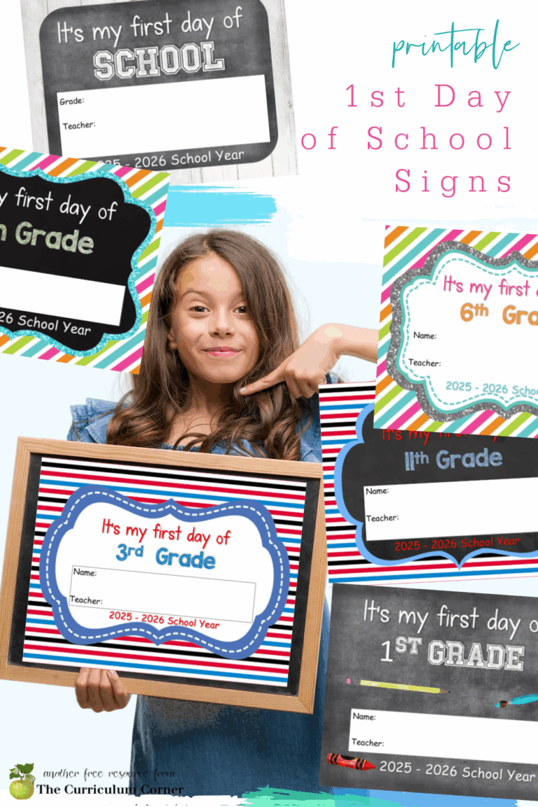2025 - 2026 First Day of School of Signs - The Curriculum Corner 123