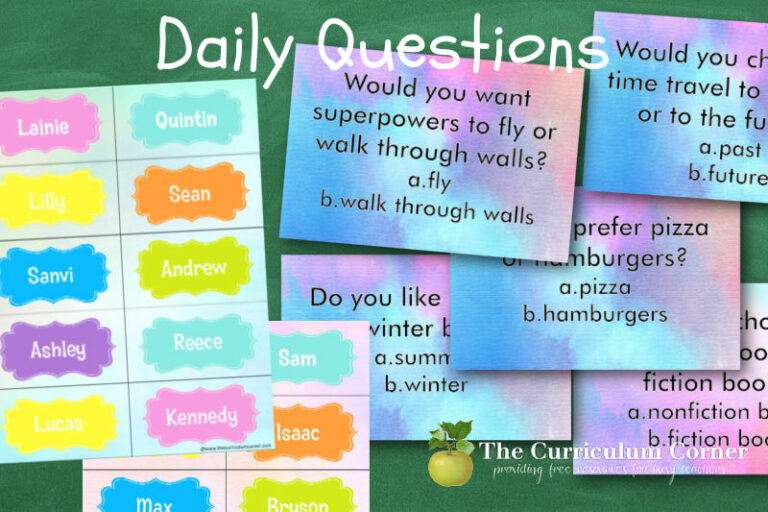daily questions - The Curriculum Corner 123
