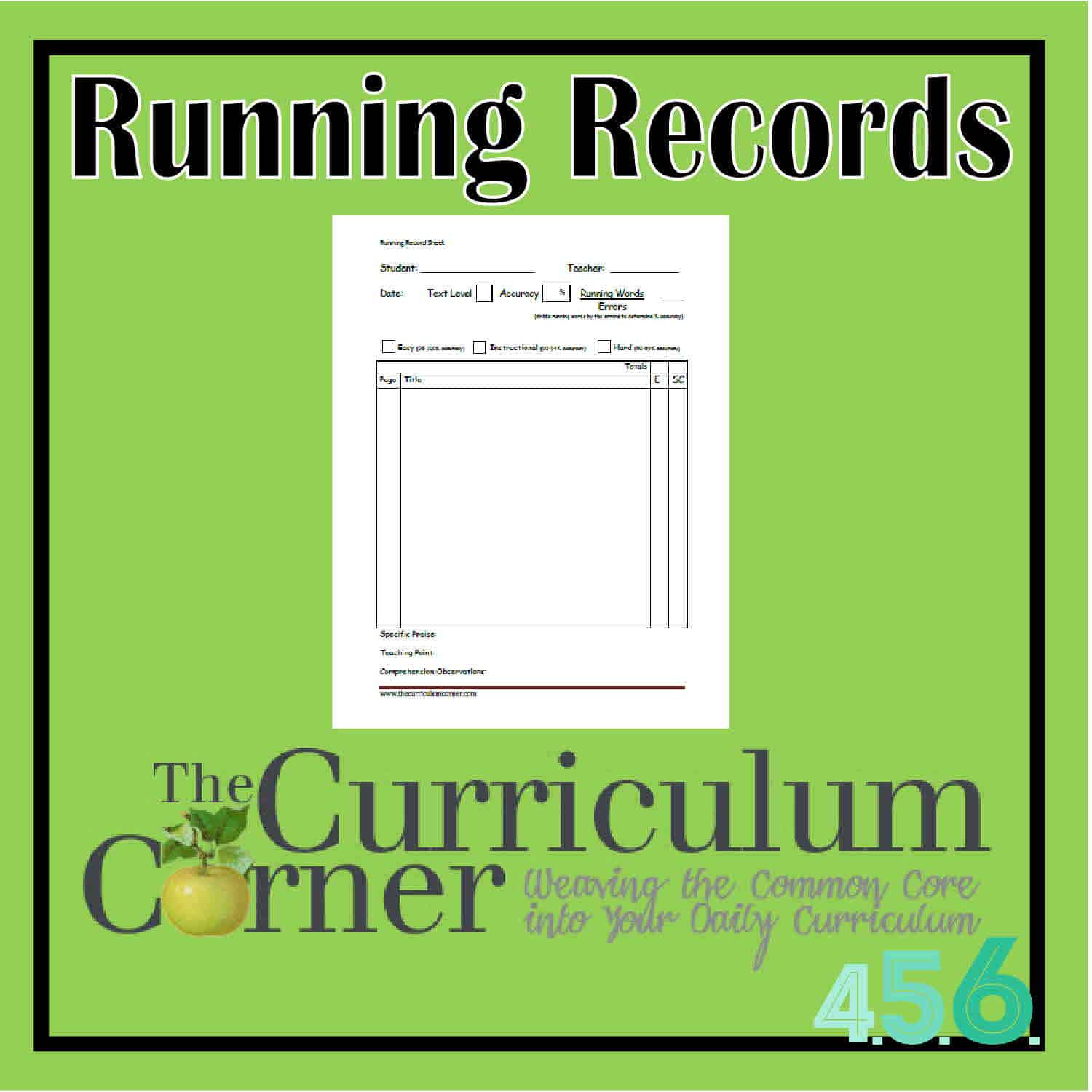 Running Records for your Reading Management Binder - The Curriculum ...