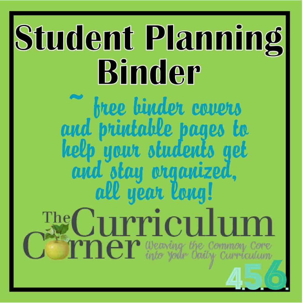 Student Planning Binder - The Curriculum Corner 4-5-6