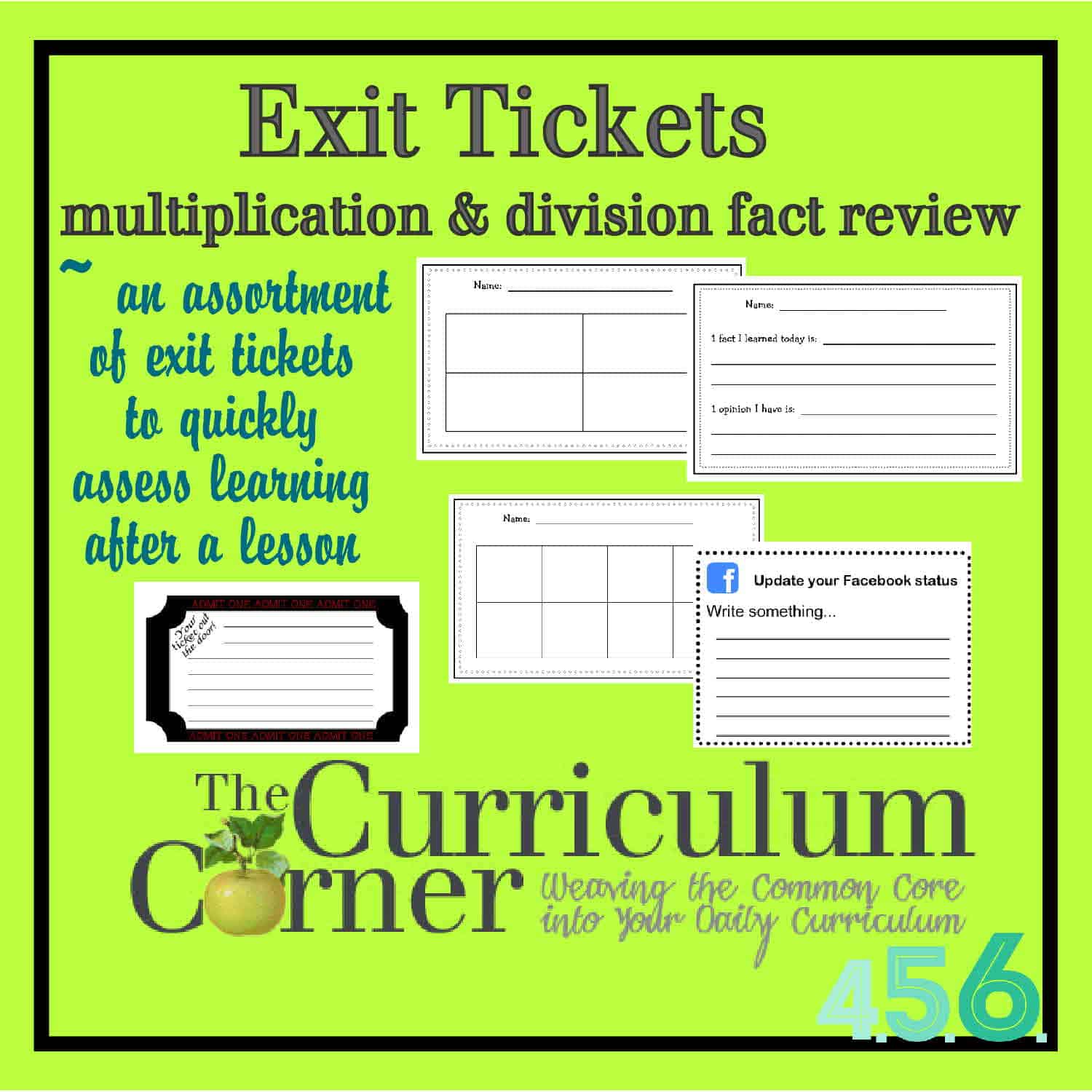 Exit Tickets - The Curriculum Corner 4-5-6