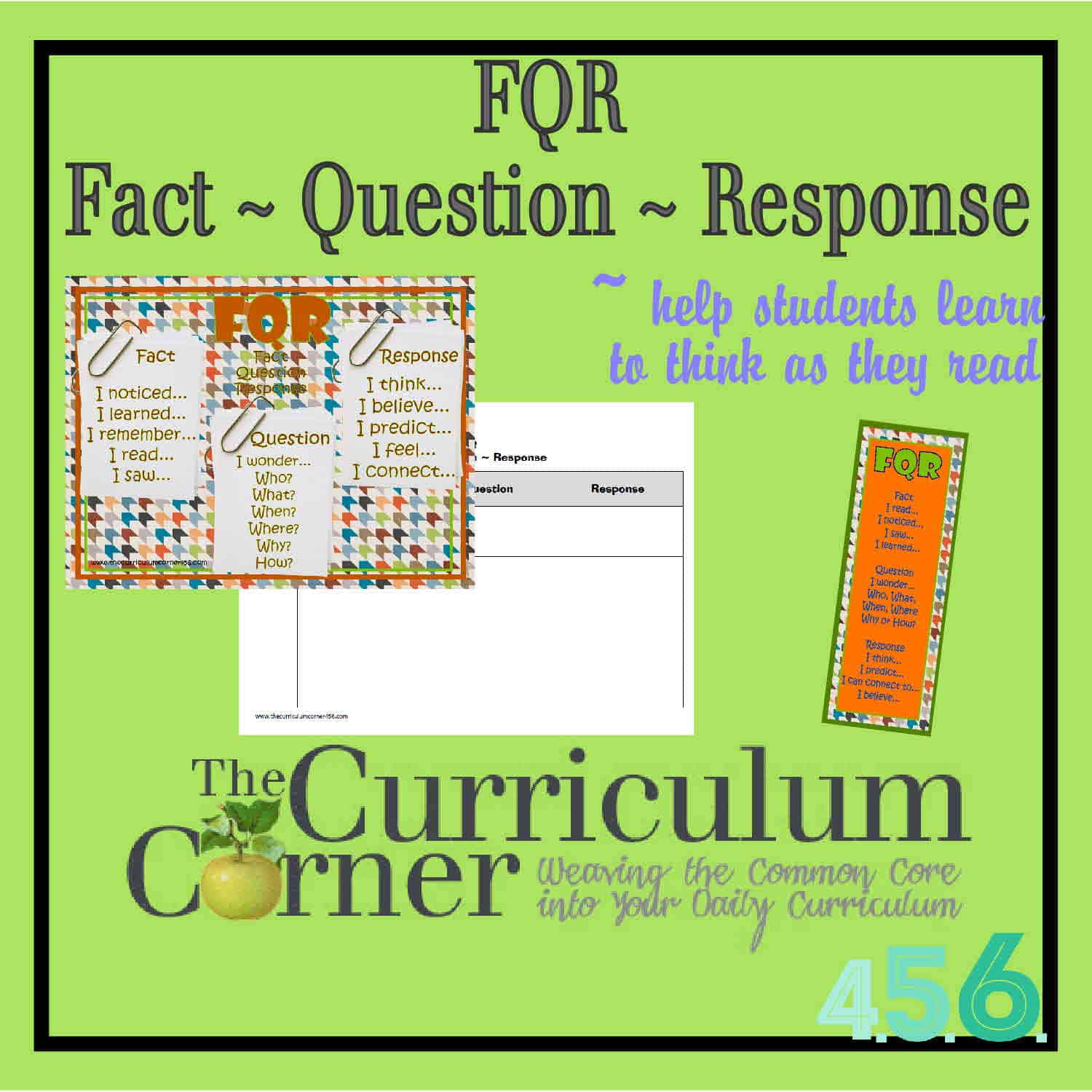 Fact Question Response by The Curriculum Corner - The Curriculum Corner ...