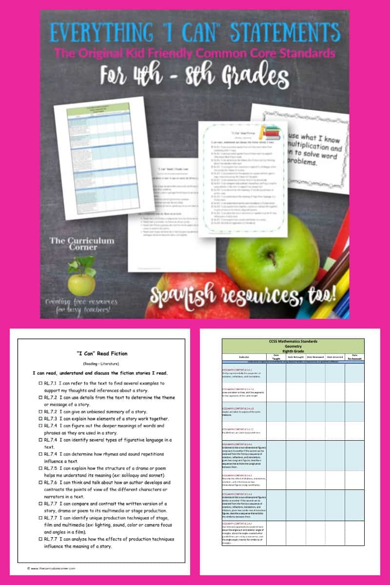 "I Can" Standards for 4th, 5th & 6th Grades - The Curriculum Corner 4-5-6