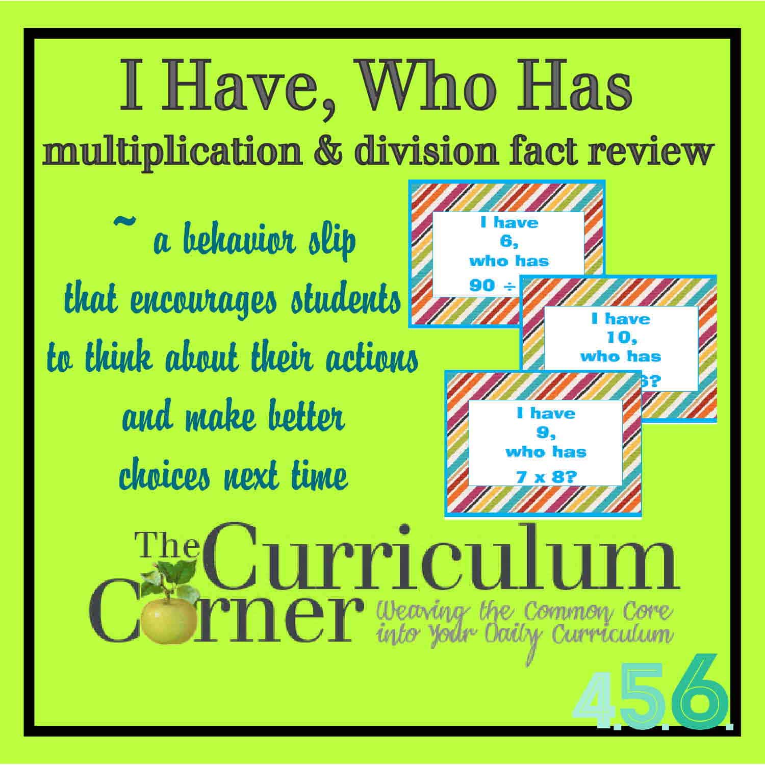 I have who has for multiplication and division facts - The Curriculum ...