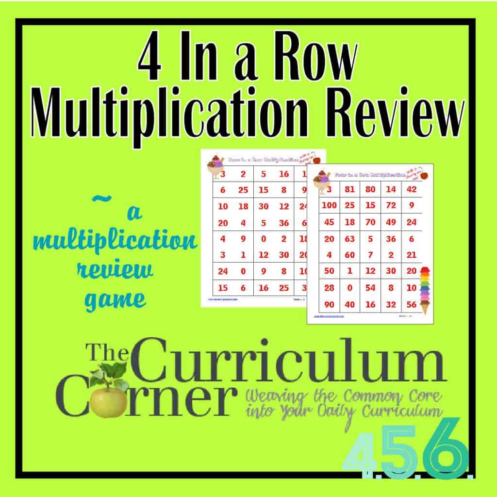 4 In a Row Math Fact Review Games - The Curriculum Corner 4-5-6
