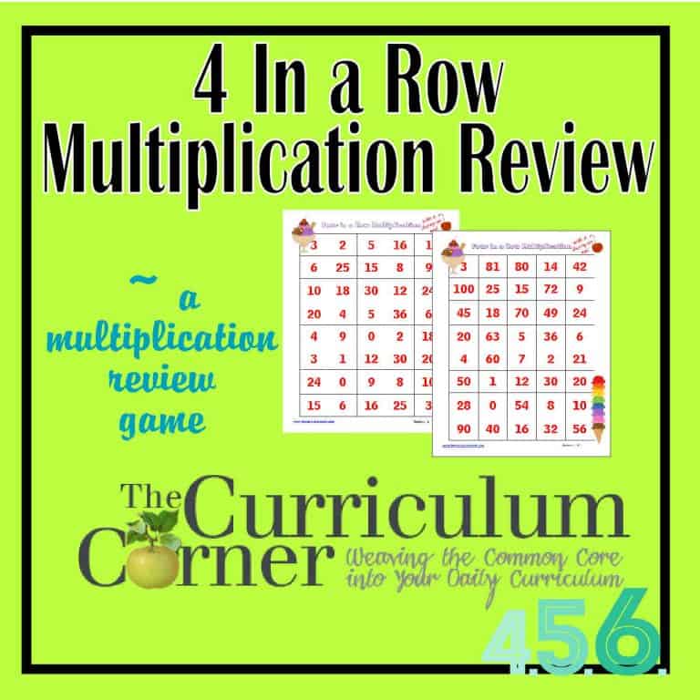 4 In a Row Math Fact Review Games - The Curriculum Corner 4-5-6