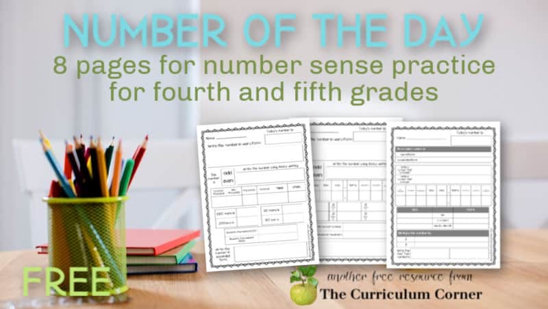 Number of the Day Pages - The Curriculum Corner 4-5-6